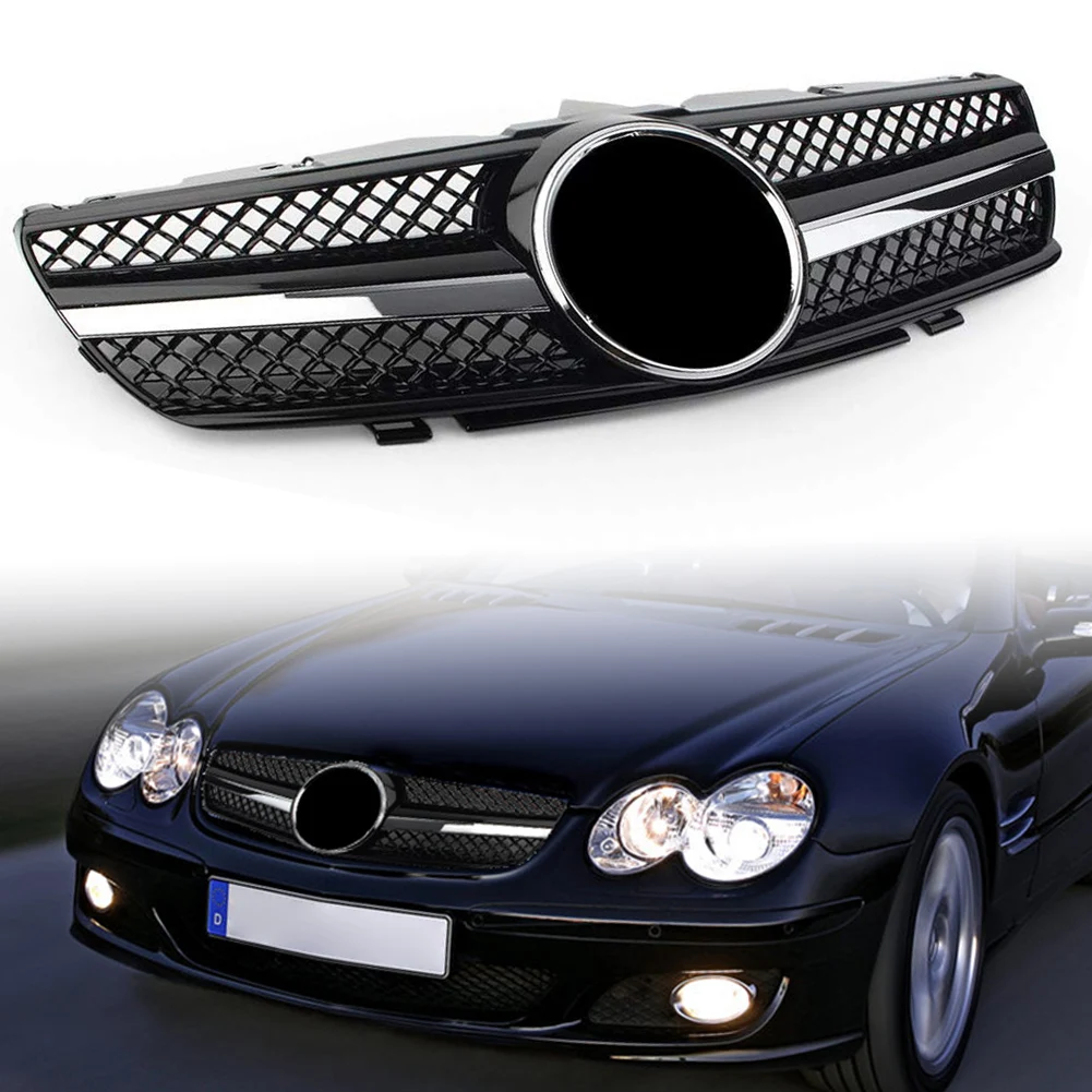 1 Fin Car Front Grille Mesh Radiator Grill For Mercedes Benz R230 Sl ...