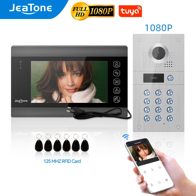 JeaTone 960P Tuya WiFi Wired Video Intercom with Camera and Code Keypad ...