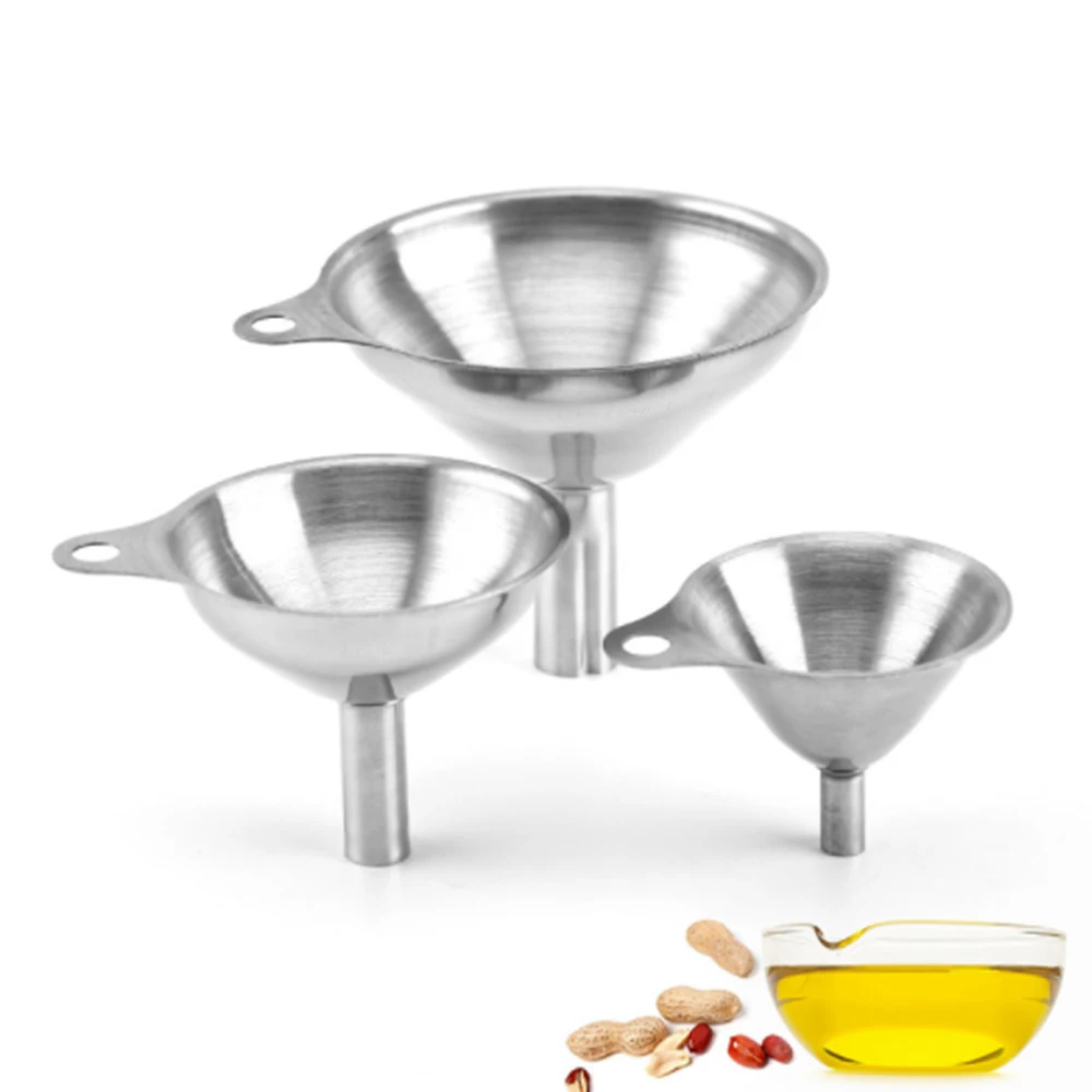 3pcs Stainless Steel Funnel Kitchen Oil Wine Liquid Funnel Funnel For ...