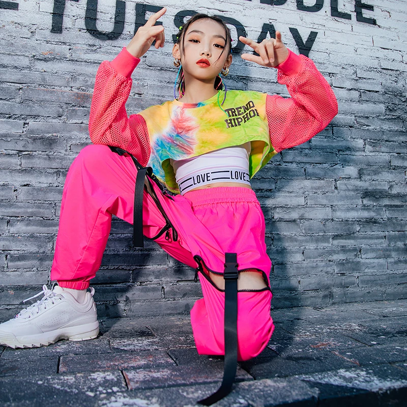 Kids-Hip-Hop-Clothing-Multi-Color-Crop-Tops-Pink-Hip-Hop-Pants-For ...