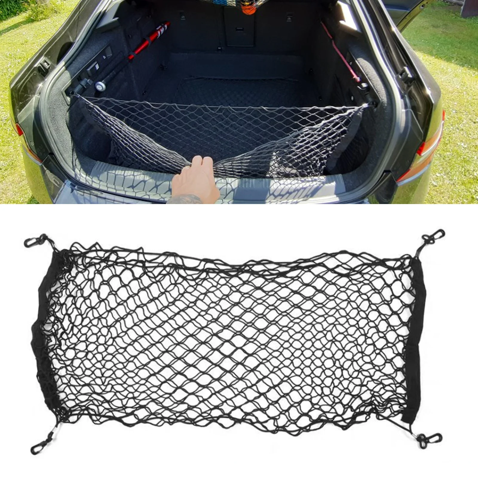 Car Trunk Rear Storage Cargo Luggage Net Holder 4 Hooks For VW Fox Golf ...
