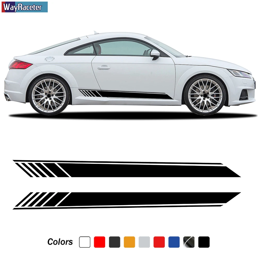 2 Pcs Racing Sport Car Door Side Stripe Skirt Sticker 5d Carbon Fiber ...