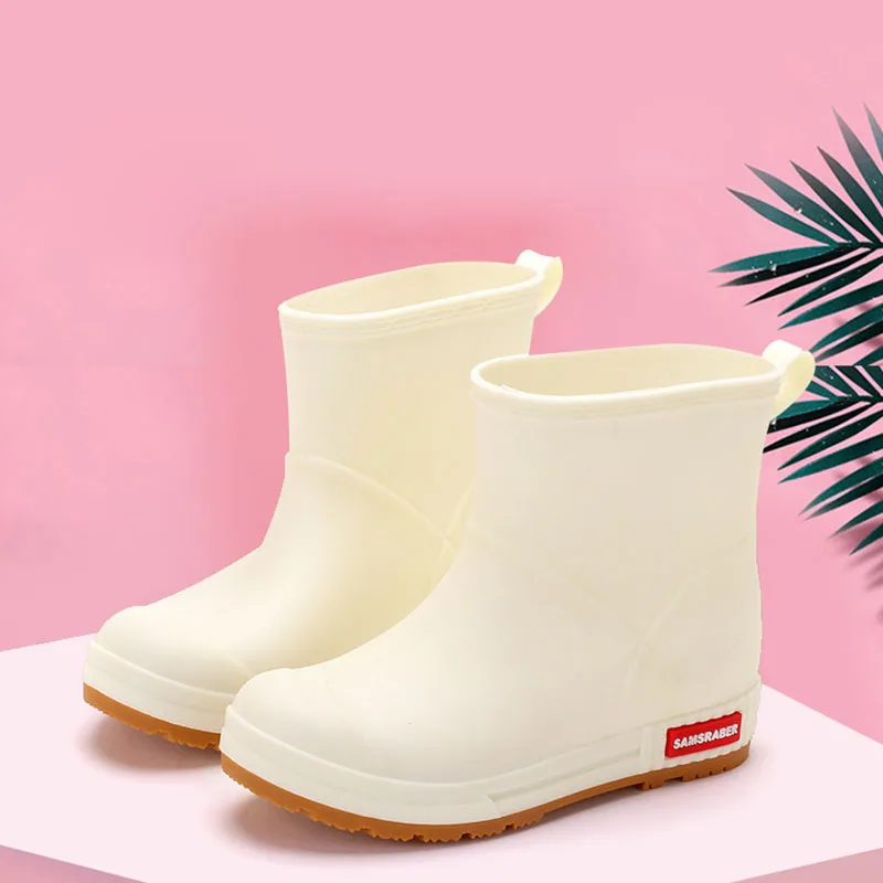 Botas impermeables de PVC para mujer, zapatos planos de lluvia ...