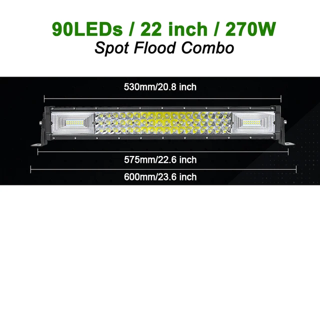 22 32 42 50 52'' Inch Straight Curved Led Light Bar Spot Flood LED Car ...