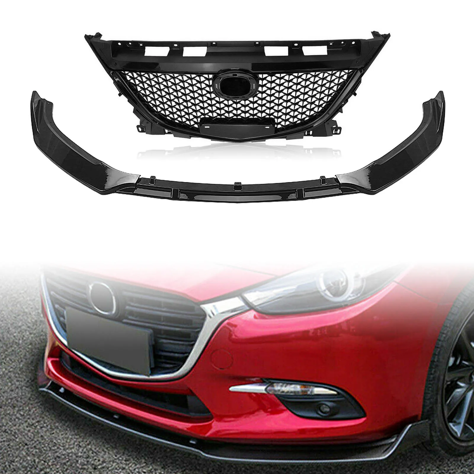 For-Mazda-3-Axela-2014-2015-2016-Mazda3-Black-Honeycomb-Style-Upper ...