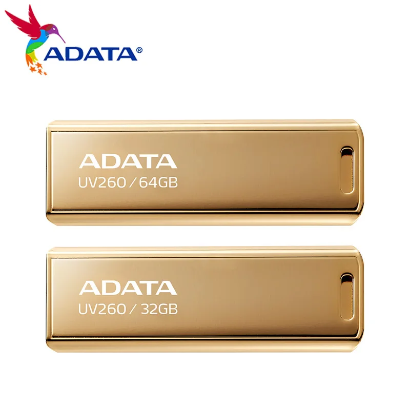 ADATA Metal USB Flash Drive UV260 Gold Memory Stick USB Pendrive 32GB ...
