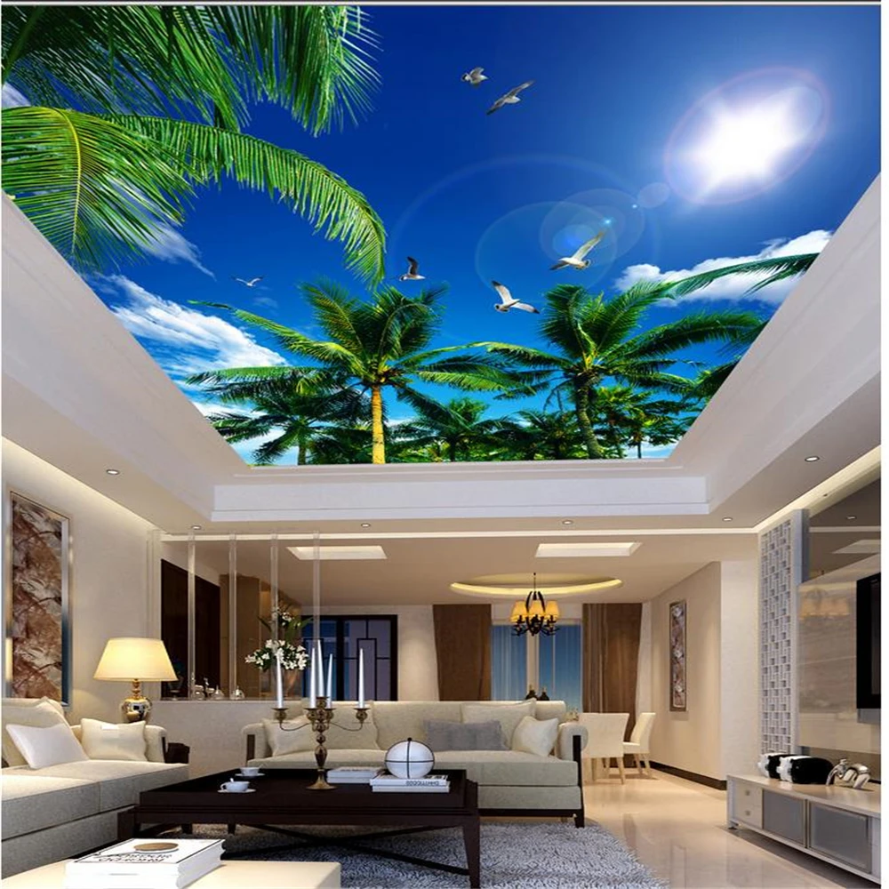 beautiful scenery wallpapers blue sky and white cloud ceiling mural 3d ...