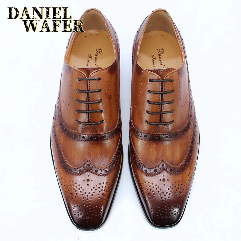 Oxfords – chaussures de bureau en cuir véritable pour homme, souliers ...