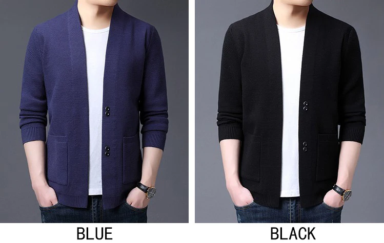 Gilet-cardigan,Cardigan tricoté à col en v pour homme, pull de couleur ...