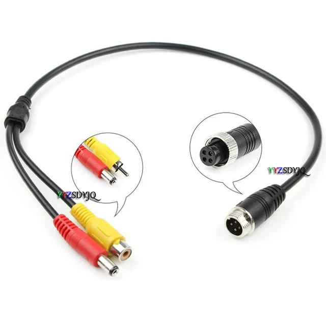 Car Video Cable 4PIN For Car Rear View Camera Aviation Head to RCA ...