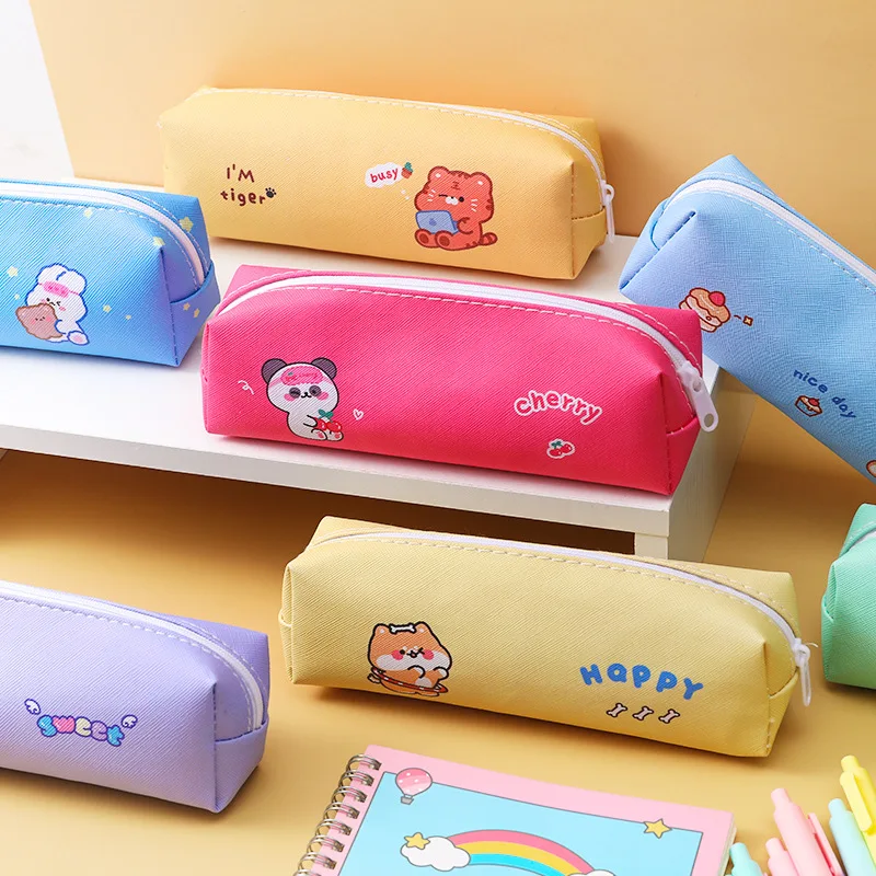 1 Pieces Kawaii cartoon animals Pen Pencil Case Bag PU School ...