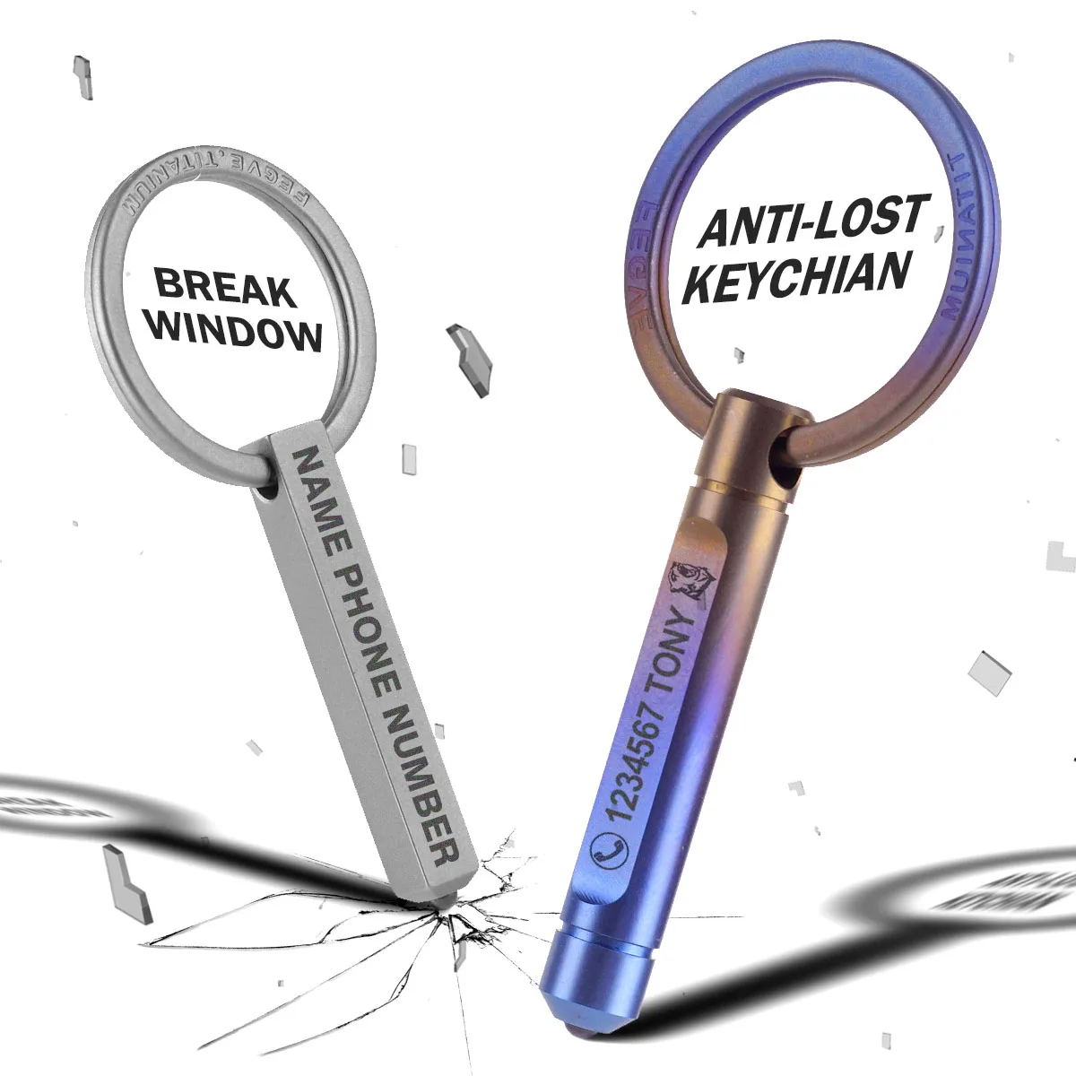 Titanium-Car-Keychain-Anti-lost-Break-Window-Escape-Key-Rings-Holder ...
