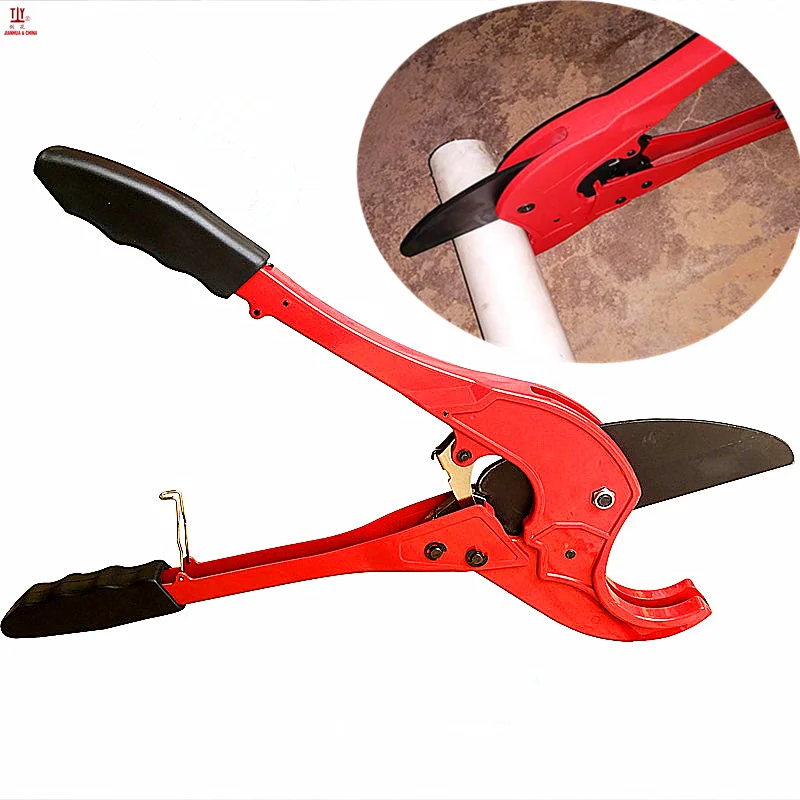 Red-Long-Handle-Cutter-Cut-Size-40-75mm-Ratcheting-PVC-pipe-Tube-Cutter ...