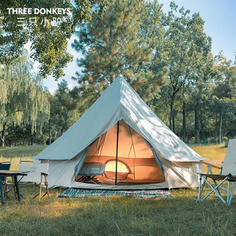 Thicken Pyramid Tent 5-8 Person Waterproof Camping Tent Portable ...