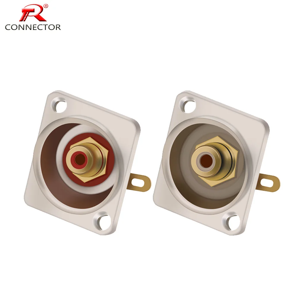 Rca Panel Mount Chassis Socket | Rca Connector Gold Panel Mount - 2pcs ...