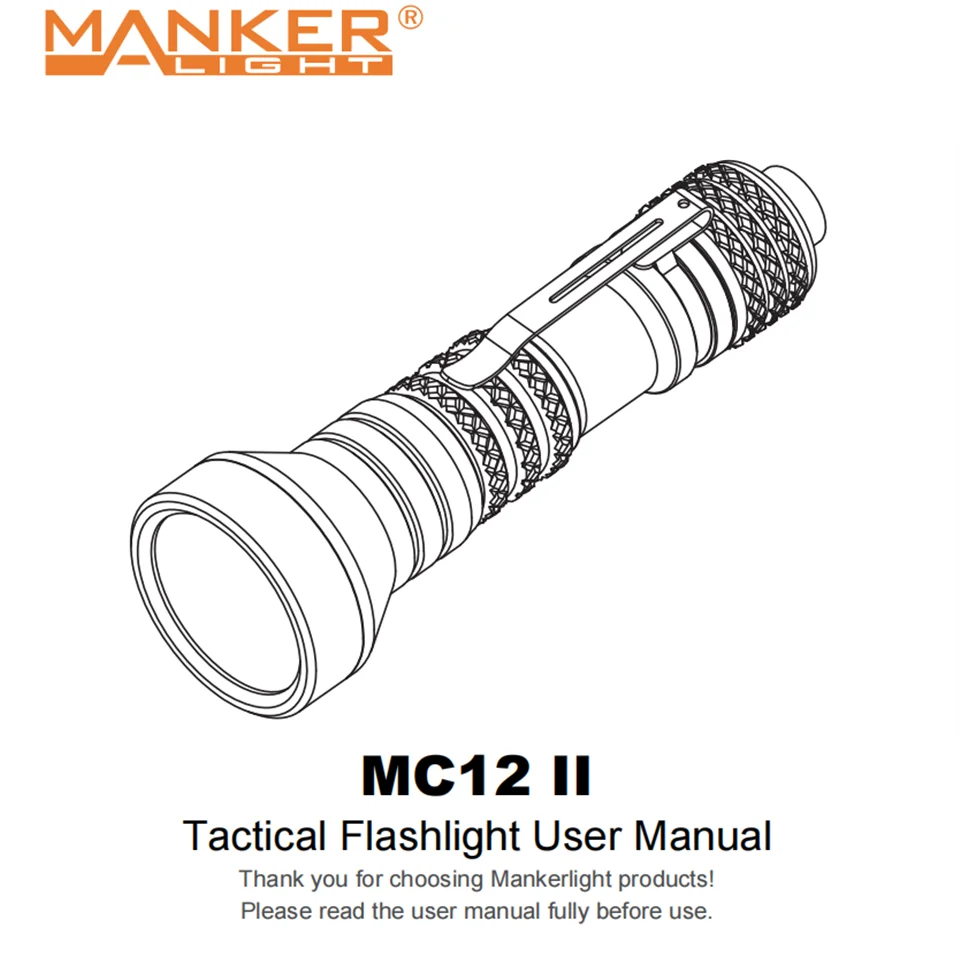 Manker MC12 600 Meter Long Range EDC Spot Flashlight Portable Power LED ...