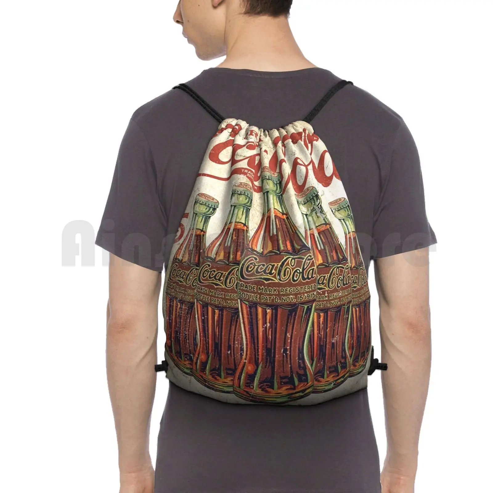 Bottles-Vintage-Backpack-Drawstring-Bag-Riding-Climbing-Gym-Bag-Vintage ...