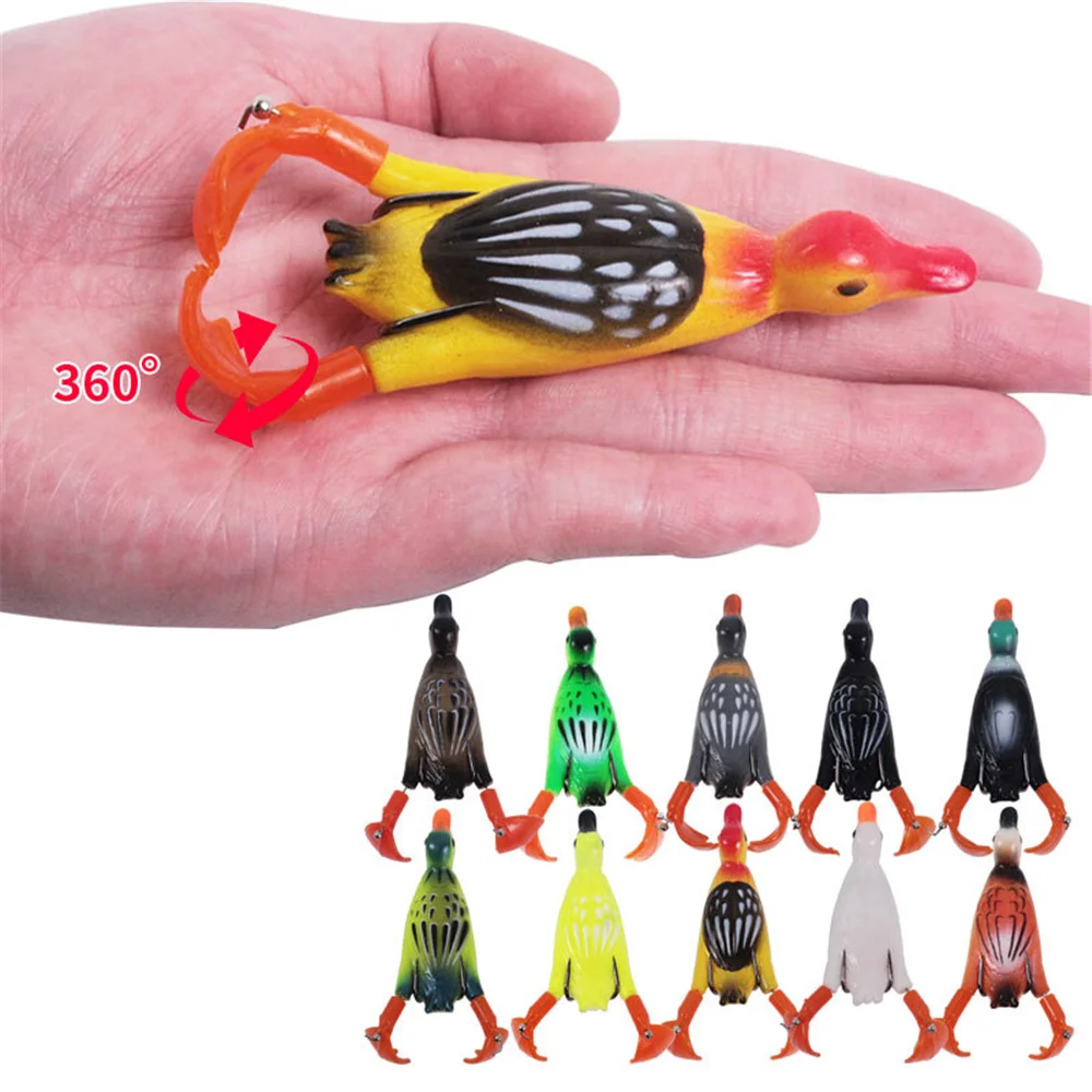 1pcs Topwater Propeller Flipper Lifelike Duck Soft Fishing Lure 9.5cm ...