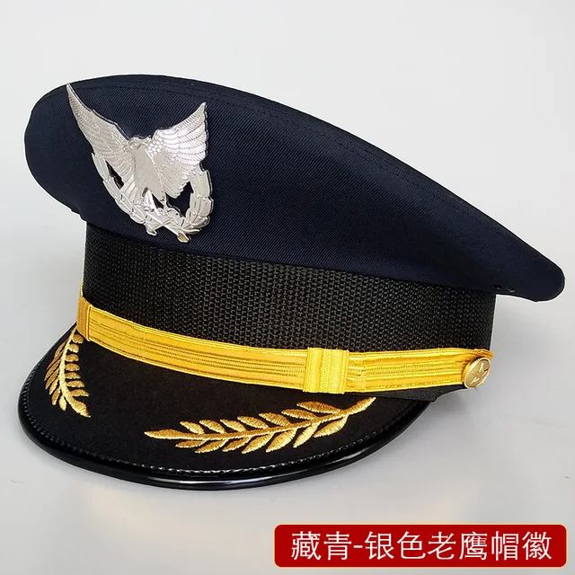 Pilot Cap Eagle Emblem Visor Hats Men Military for Cosplay Flight ...