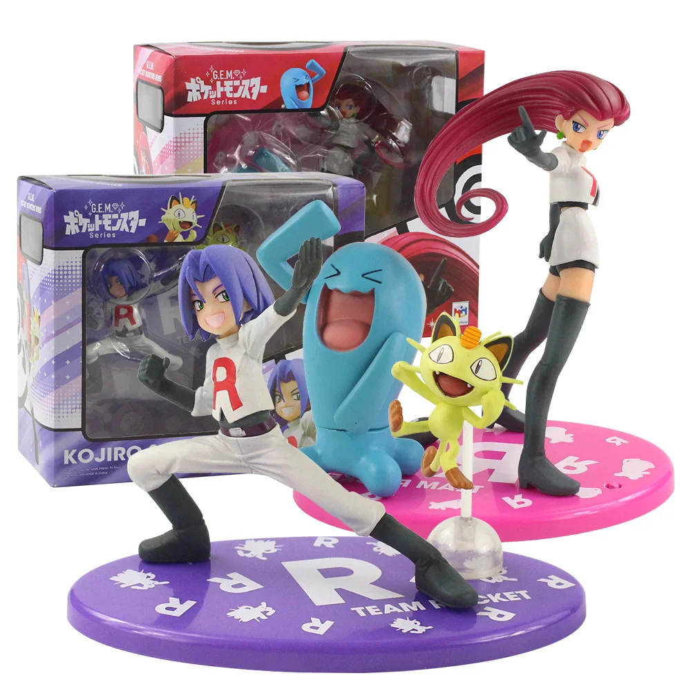 Pokemon Figure Rocket Team Pikachu Ash Ketchum Misty Wobbuffet Jessilee ...