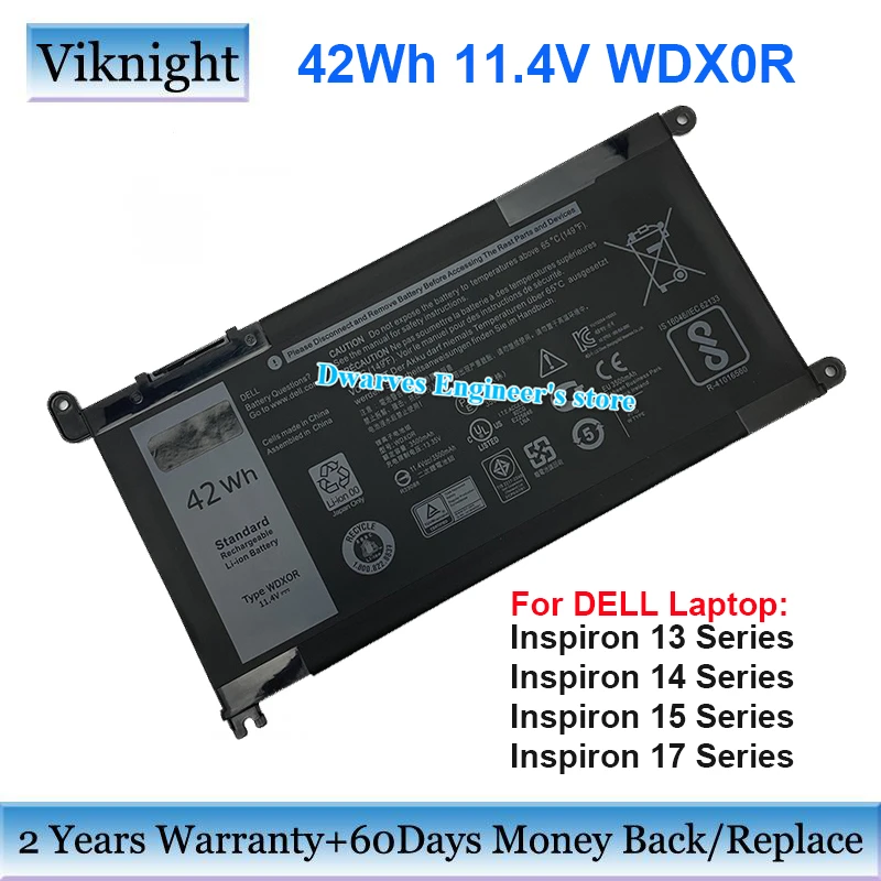 Original 42Wh WDX0R RRJDX T2JX4 1VX1H Battery 11.4V For Inspiron 15 ...