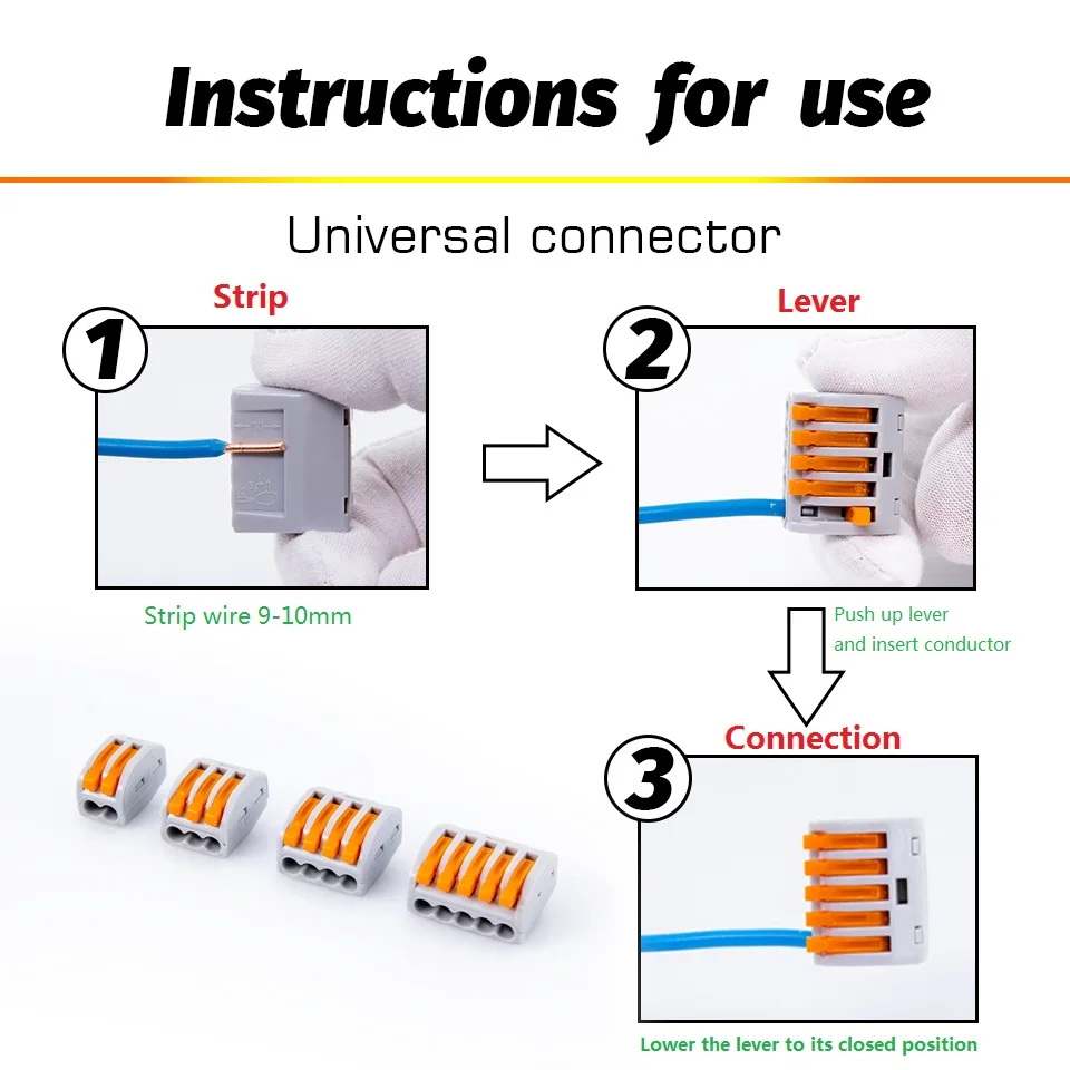 30-50-100 pièces Universel câble Connecteurs 222 TYPE Rapide Maison ...