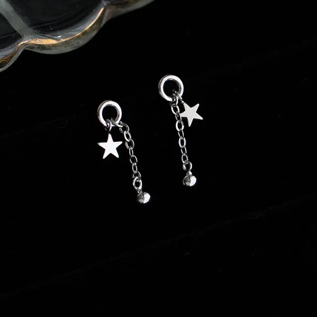 LIVVY Silver Color Ball Drop Earrings For Women Star Earring Lady Fashion Wedding Jewelry New ...