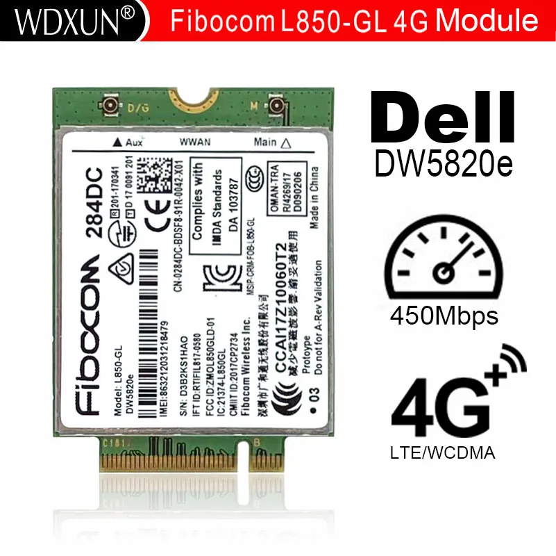 DW5820e Fibocom L850-GL LTE/WCDMA 4G WWAN Card Module 0284DC 284DC for ...