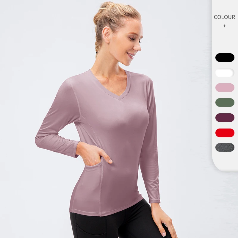 Women-Yoga-Tops-Long-Sleeeve-Fitness-Sports-Top-Quick-Dry-Workout-Top ...