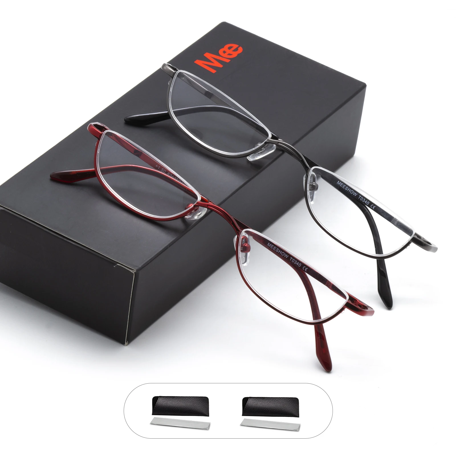 Meeshow 2pairs Stainless Steel Reading Glasses Woman Men Half Rim Moon ...