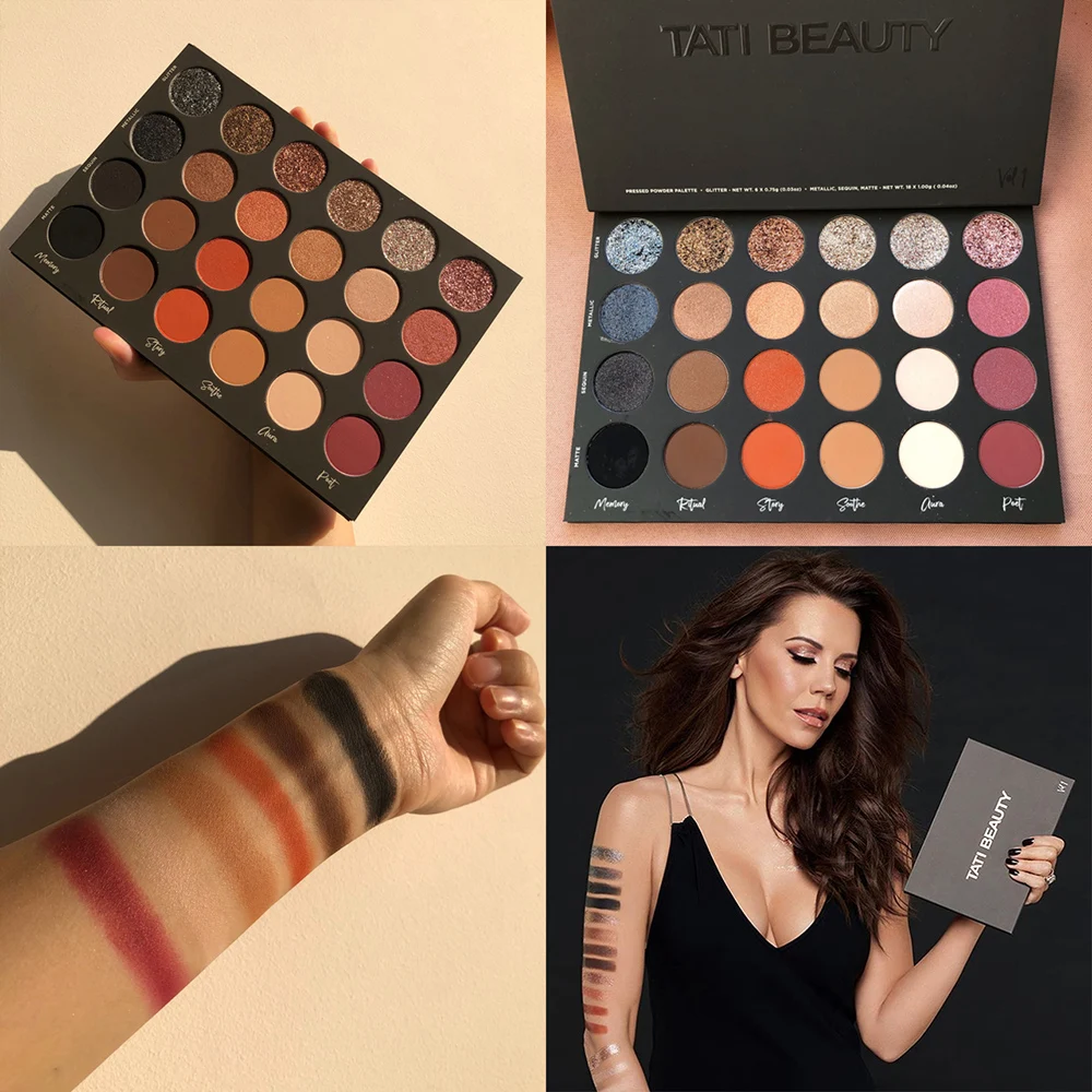 Tati Palette Textured Neutrals Vol 1 Matte Shimmer Glitter 24 Color ...