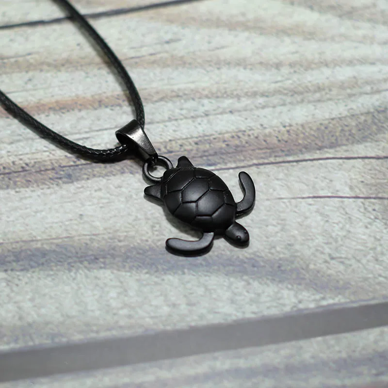 Viking-Marine-Life-Turtle-Pendant-Necklace-Long-Black-Color-Leather ...