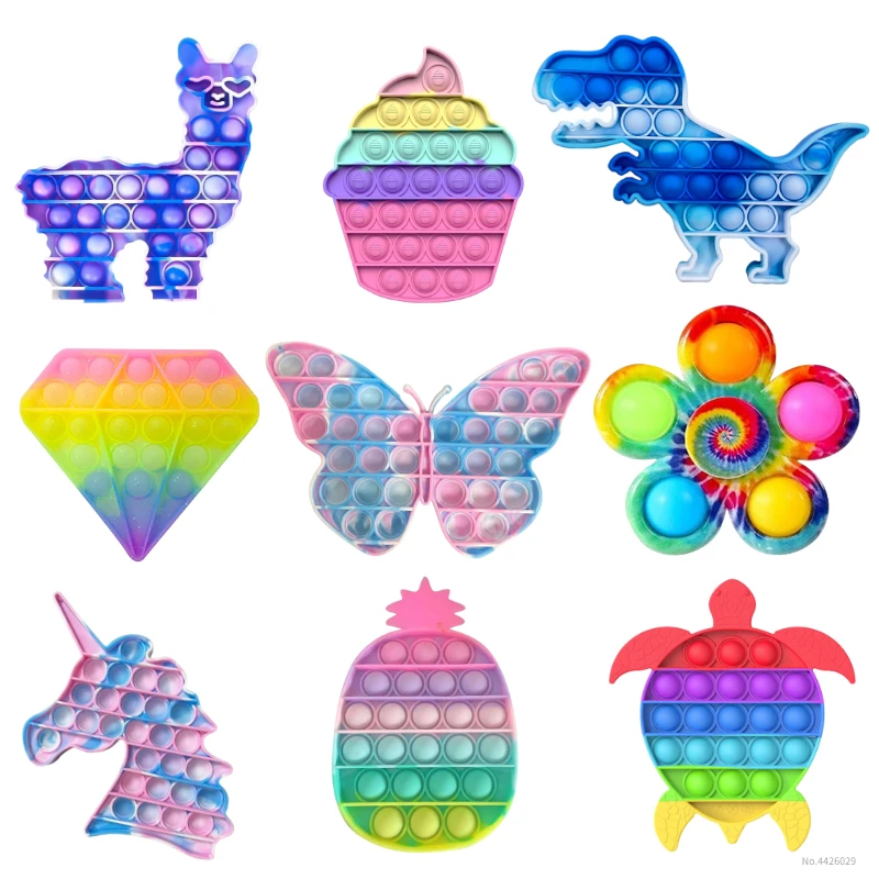 Push Pops System Its Bubble Butterfly Rainbow Color Fidget Toys Autism ...