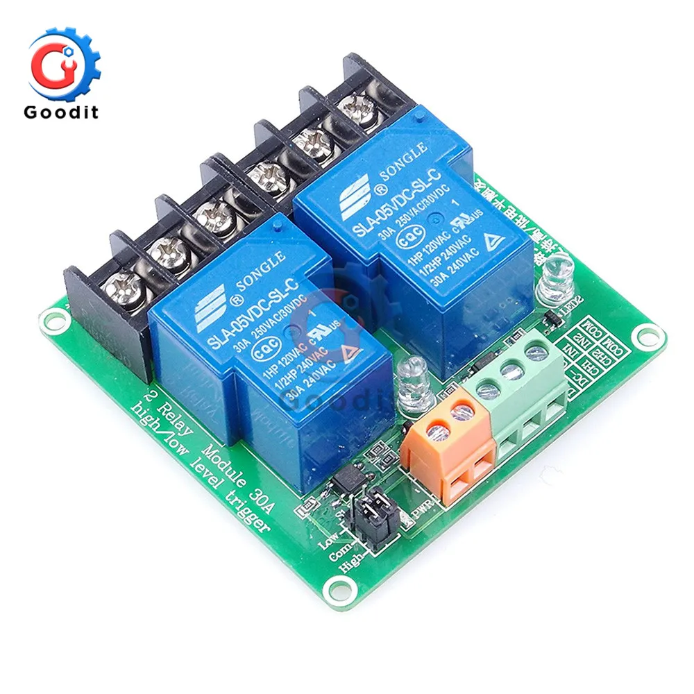2 Channel Relay Module 5V 12V 24V 30A High And Low Level Trigger PLC ...