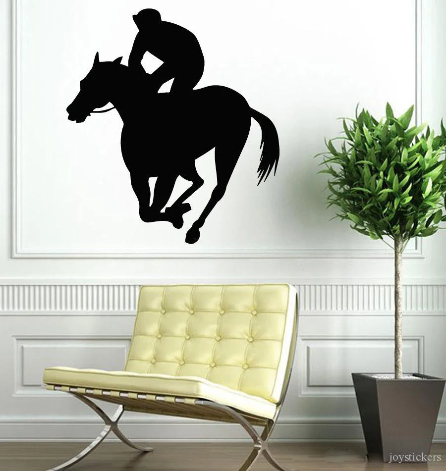 Vinyl-Wall-Sticker-Man-Horse-Rider-Window-Decal-Removable-Horse-Racing ...