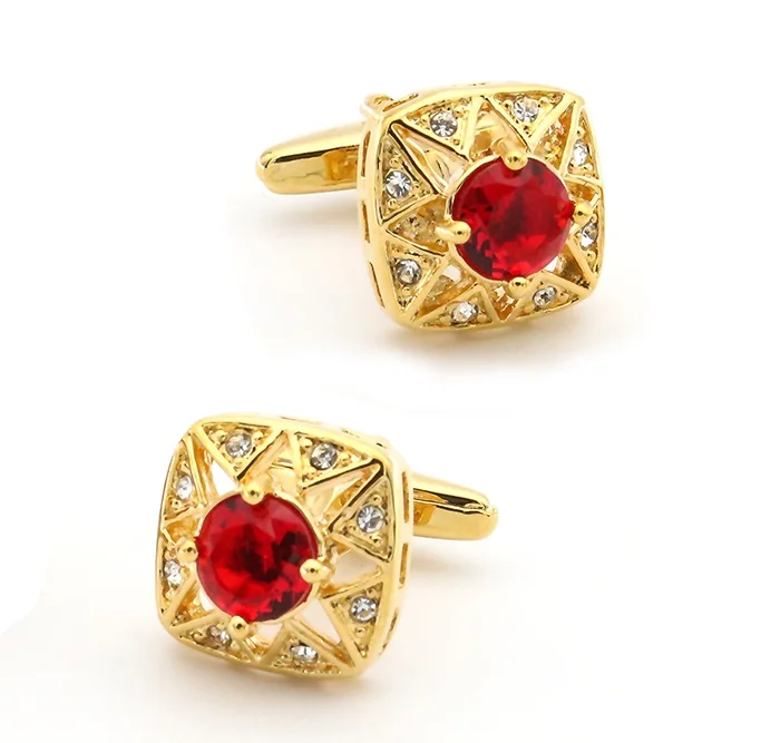Men-s-Crystal-Cuff-Links-Red-Color-Quality-Brass-Material-Crystal-Round ...