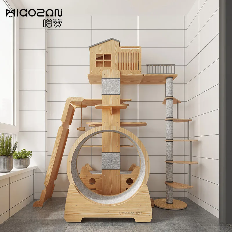 Large Cat Climbing Frame Solid Wood Nest Tongtian Pillar Cat Tree ...
