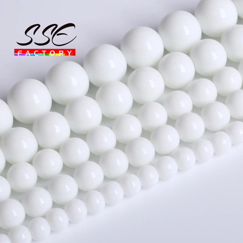 Natural White Agates Stone Beads Onyx Round Loose Spacer Beads For ...