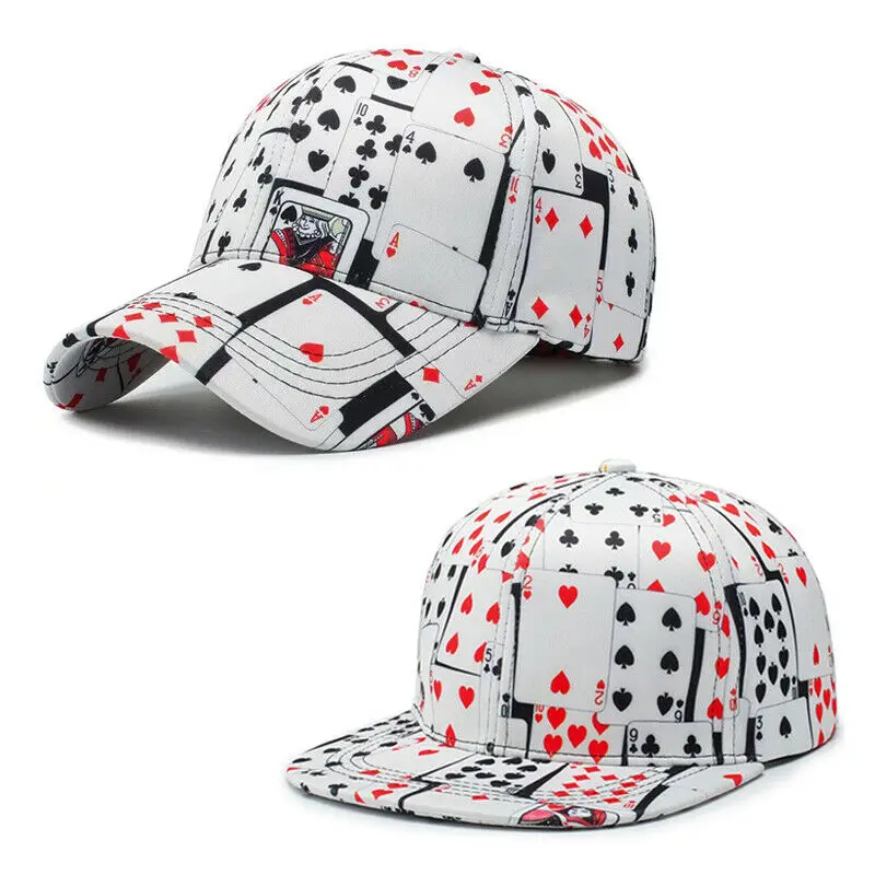 Gorra de béisbol de algodón con estampado de póker para hombre y mujer, gorro de béisbol con ...