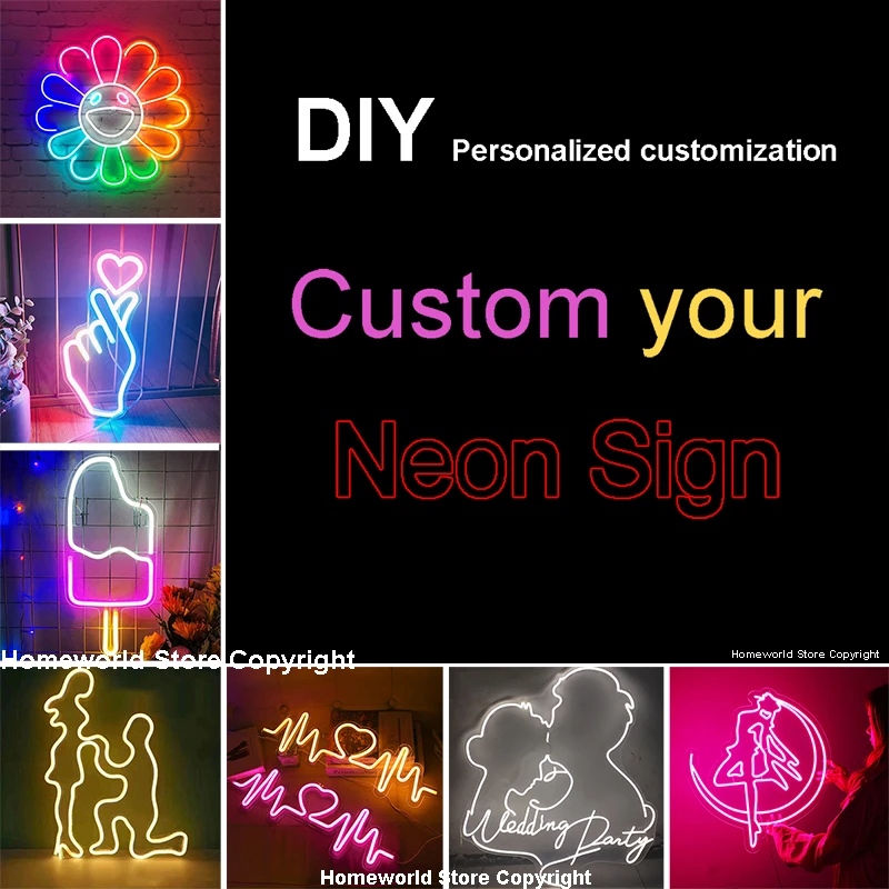 Custom Neon Sign Light Diy Private Led Night Lamp Bulbs Shop Logo Pub ...