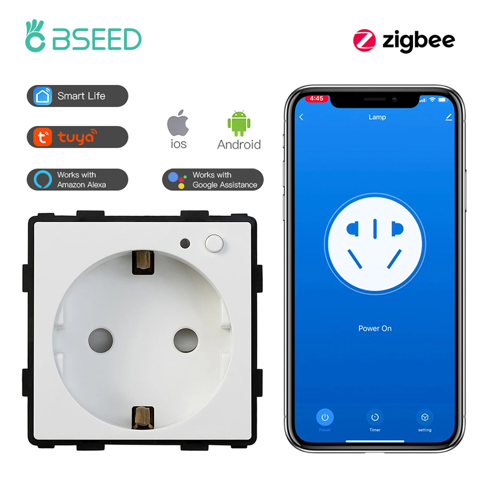 BSEED ZigBee Wall Sockets Funtion Part Power Smart Sockets Key Google Smart Life App Control ...