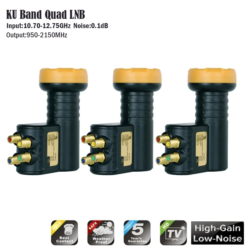 3Pieces/Set Quad LNB For Satellie TV Receiver Universal Quattro LNB ...