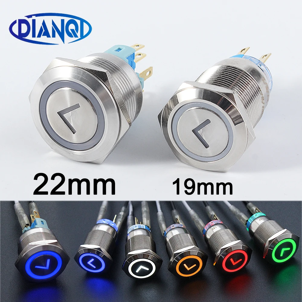 19mm22mm Metal Latching Momentary Horn Push Button Switch LED Lighting ...
