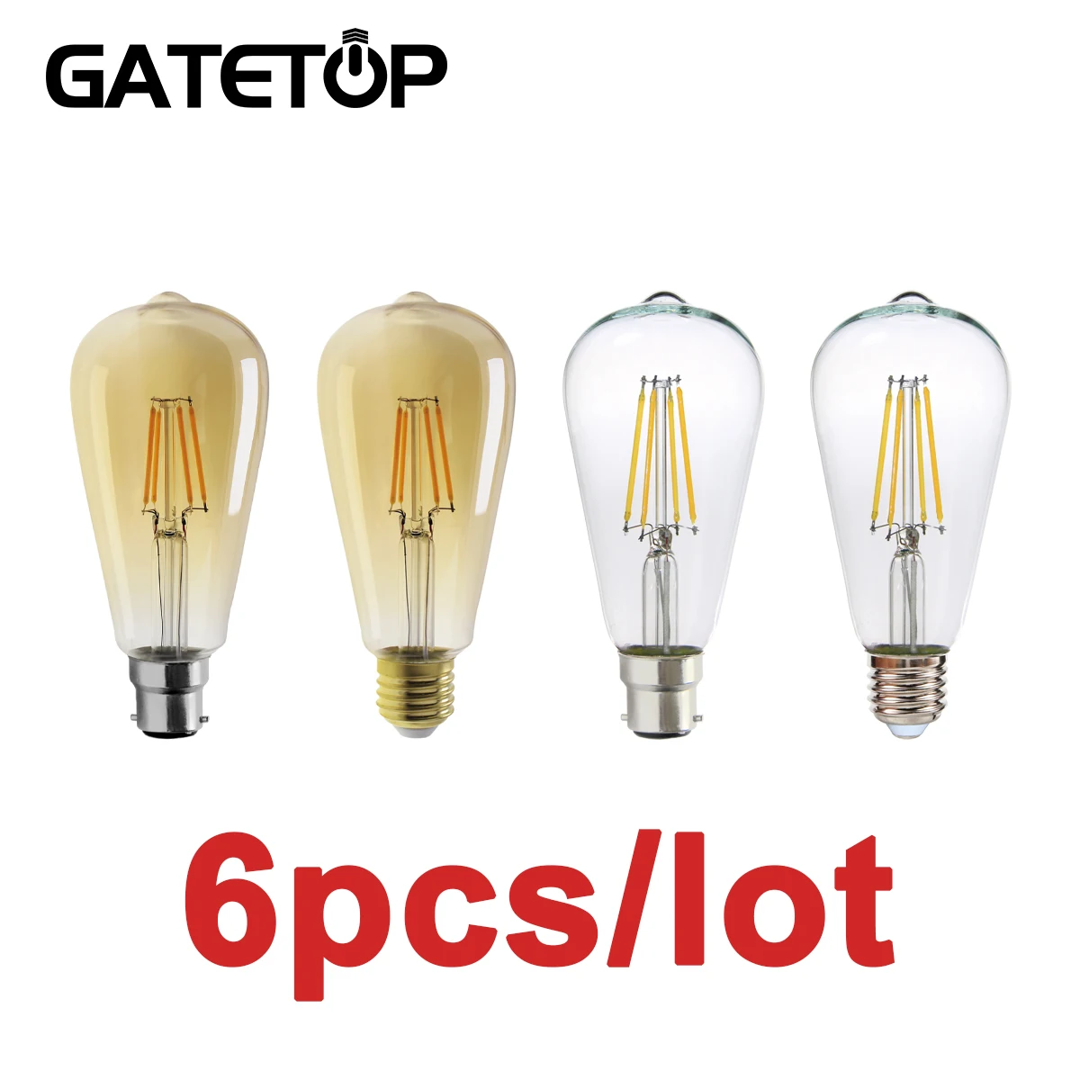 6pcs/lot! St64 Led Filament Lamp 6w 8w E27 B22 Retro Edison Lamp Gold ...