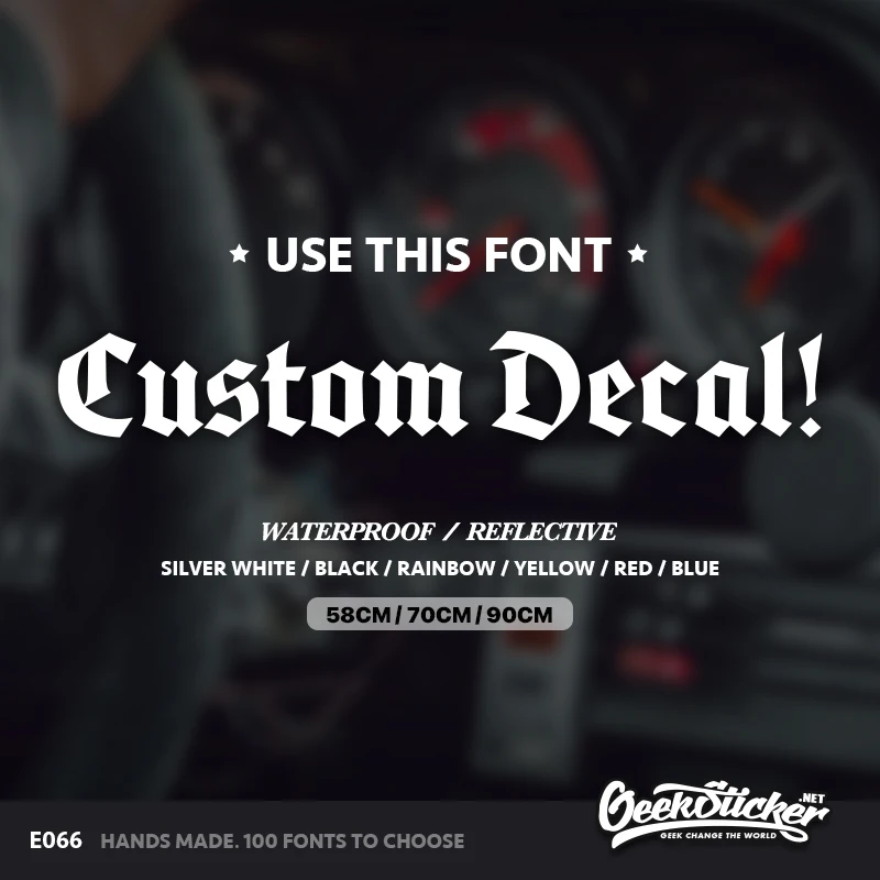 Geeksticker-Custom-Gothic-Style-Font-Script-Car-Windshield-Decal ...