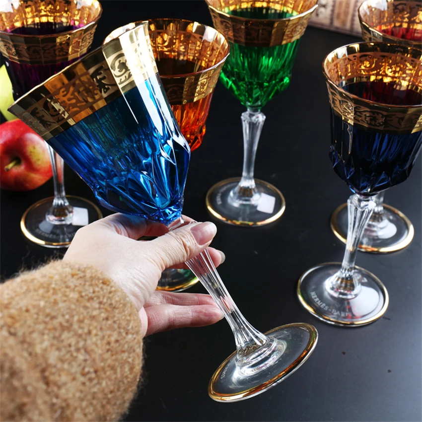 Luxury Crystal Goblet 24k Gold Wine Glass Cup Champagne Cup Flute Glass ...