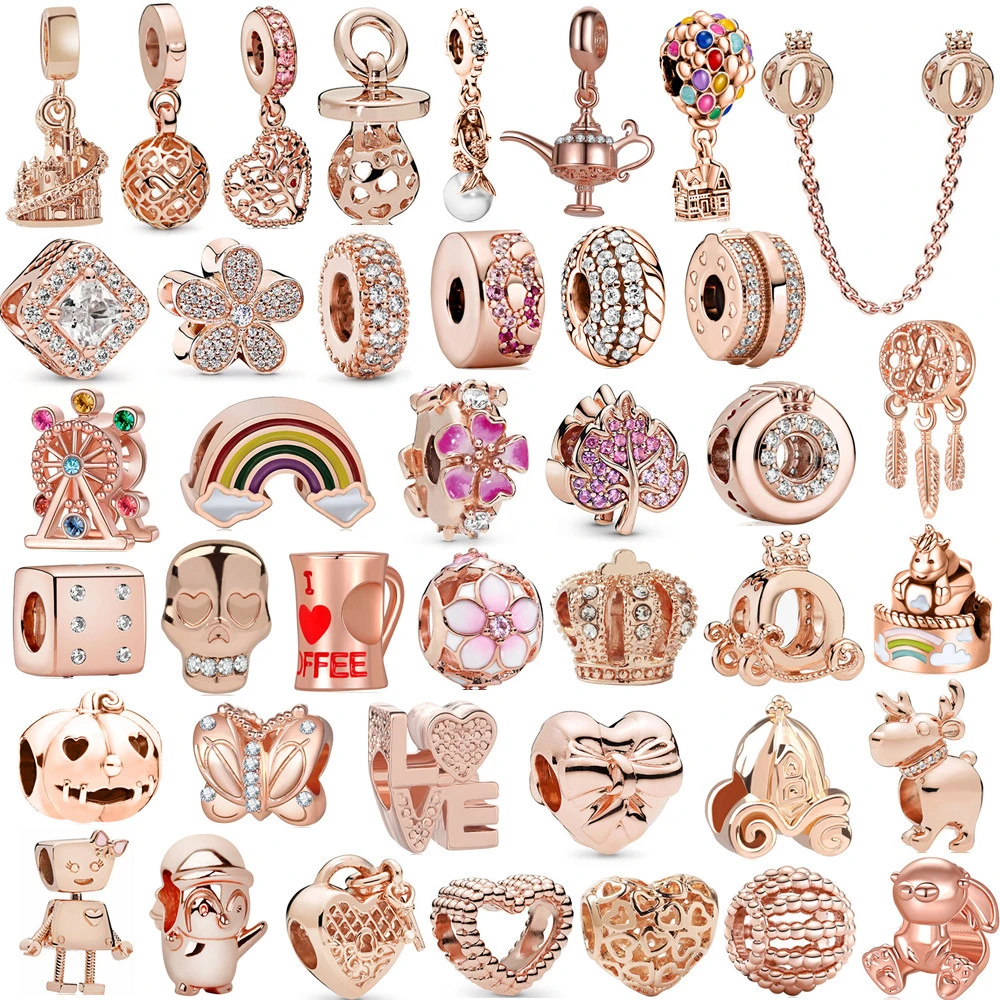 Fit Original Pandora Charms Bracelet Rose Gold Dreamcatcher Freehand ...