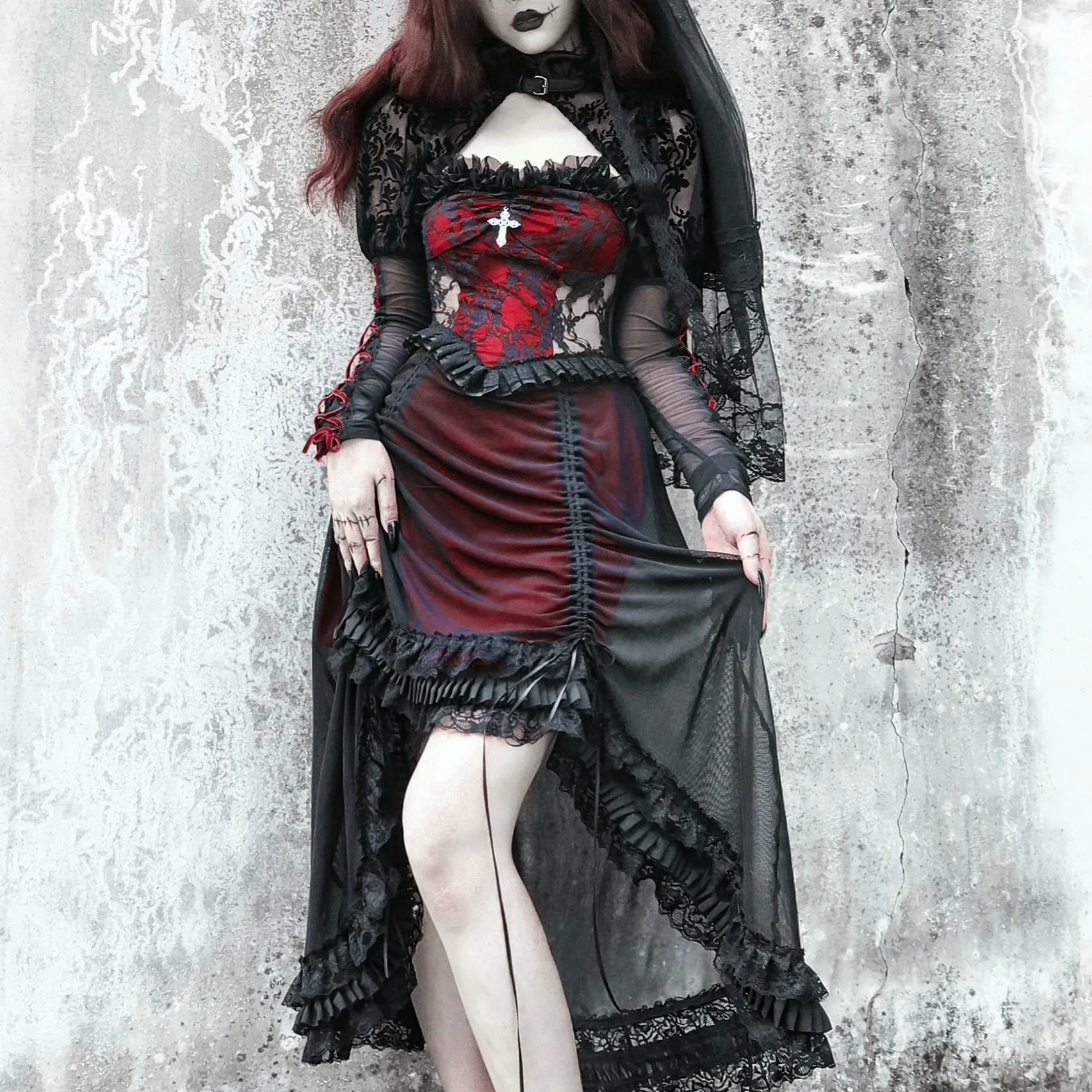 Blood-Supply-Original-Vampire-Gothic-Black-Red-Drawstring-Asymmetric ...