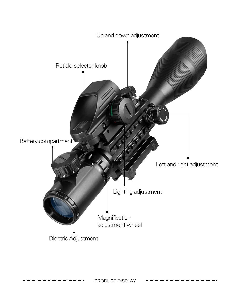 4-12X50 Illuminated Rifle Scope Red Dot Sight Laser Sight Dot Red Scope ...