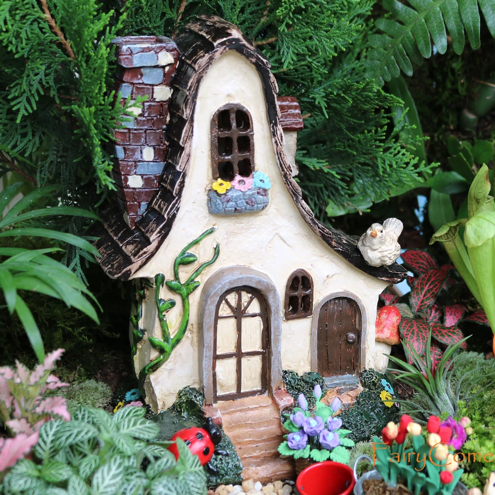 Fairy House Large Rustic Miniature Garden Villa Cottage Resin Fairy ...
